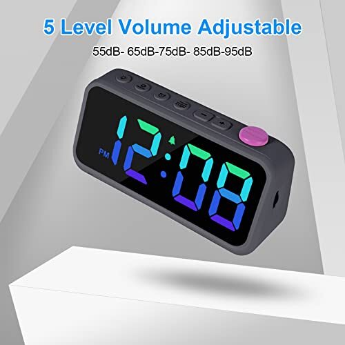 Digital Alarm ClockLED Colorful Small Desk Clocks with RGB Night ...