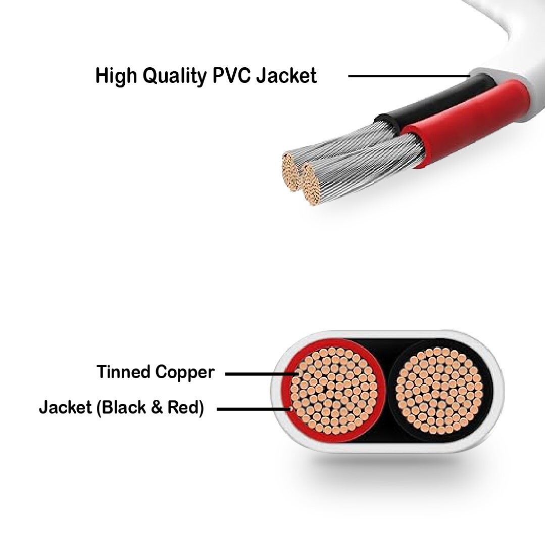 16 Gauge AWG Marine Grade Wire Tinned OFC Copper Duplex Cable 16/2 ...