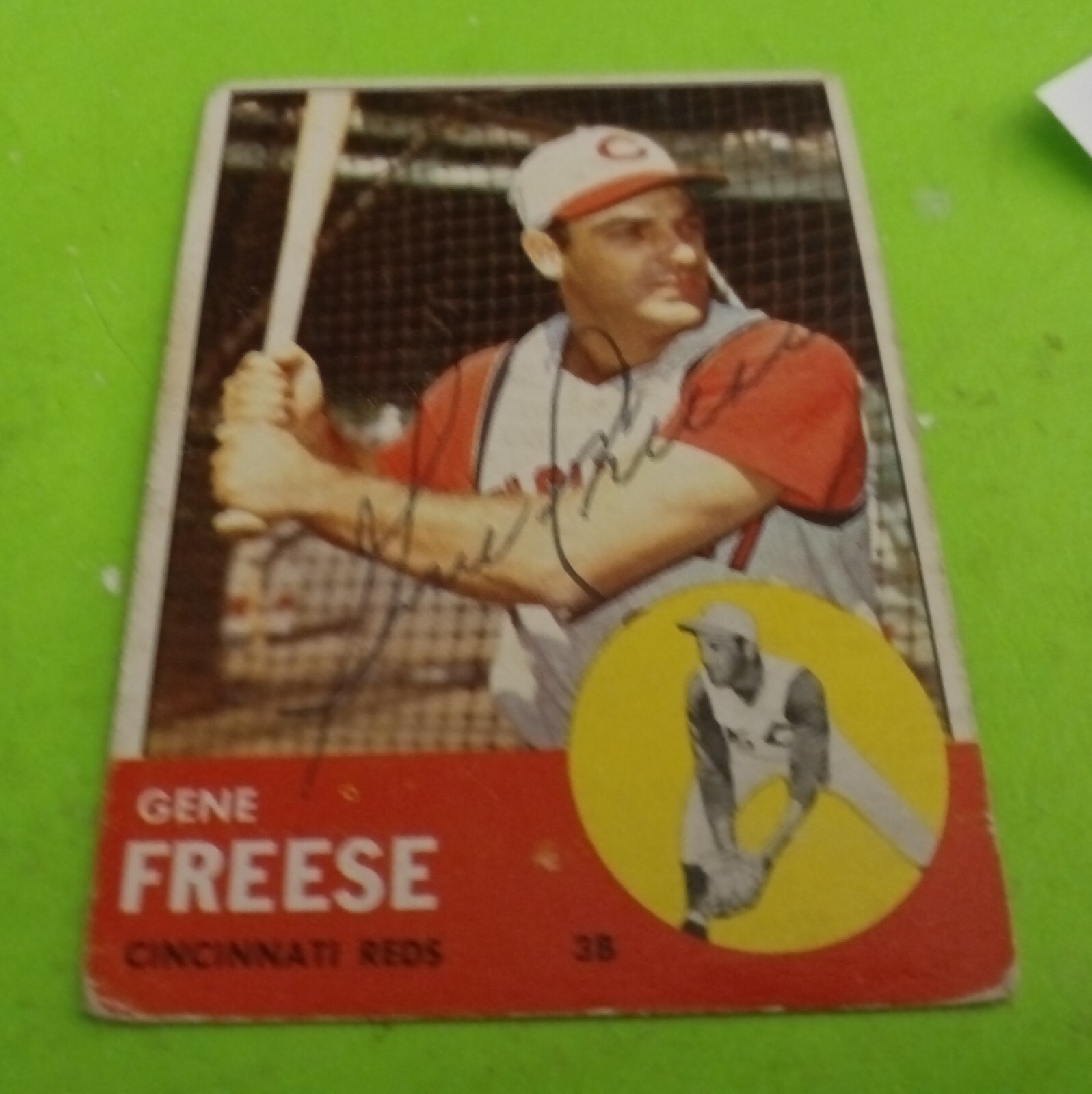 1963 Gene Freese Topps SIGNED MKB Baseball Card #133 Cincinnati Reds ...
