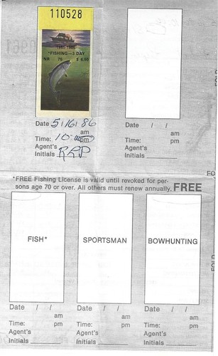 CANADA FISHING STAMP THREE DAY LICENSE FEE STAMP $6.50 ON DOCUMENT | eBay