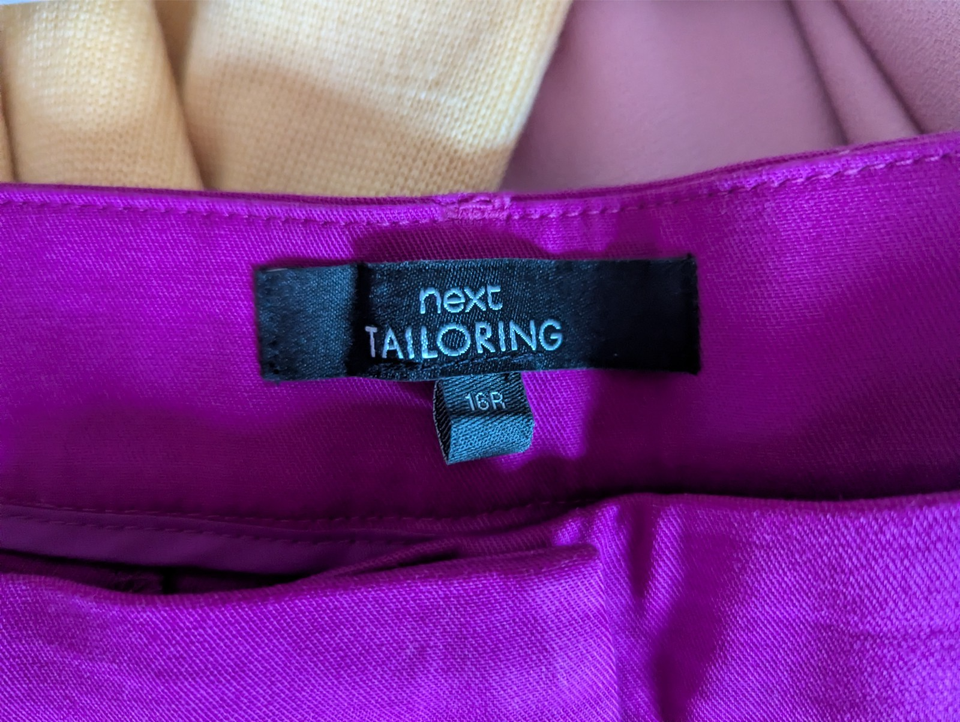 NEXT TAILORING PURPLE COTTON TROUSERS SIZE 16R | eBay UK