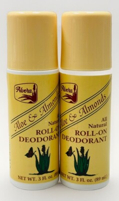 2 alvera aloe & almonds all natural roll-on deodorant 3oz ea | eBay