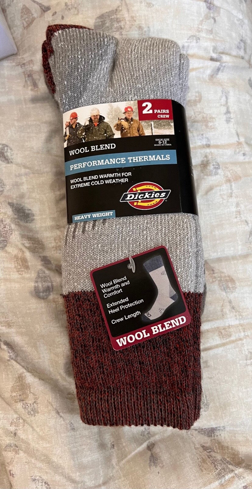 Men's Dickies Wool Blend Crew Length Heavy Weight Thermals Socks 2 ...