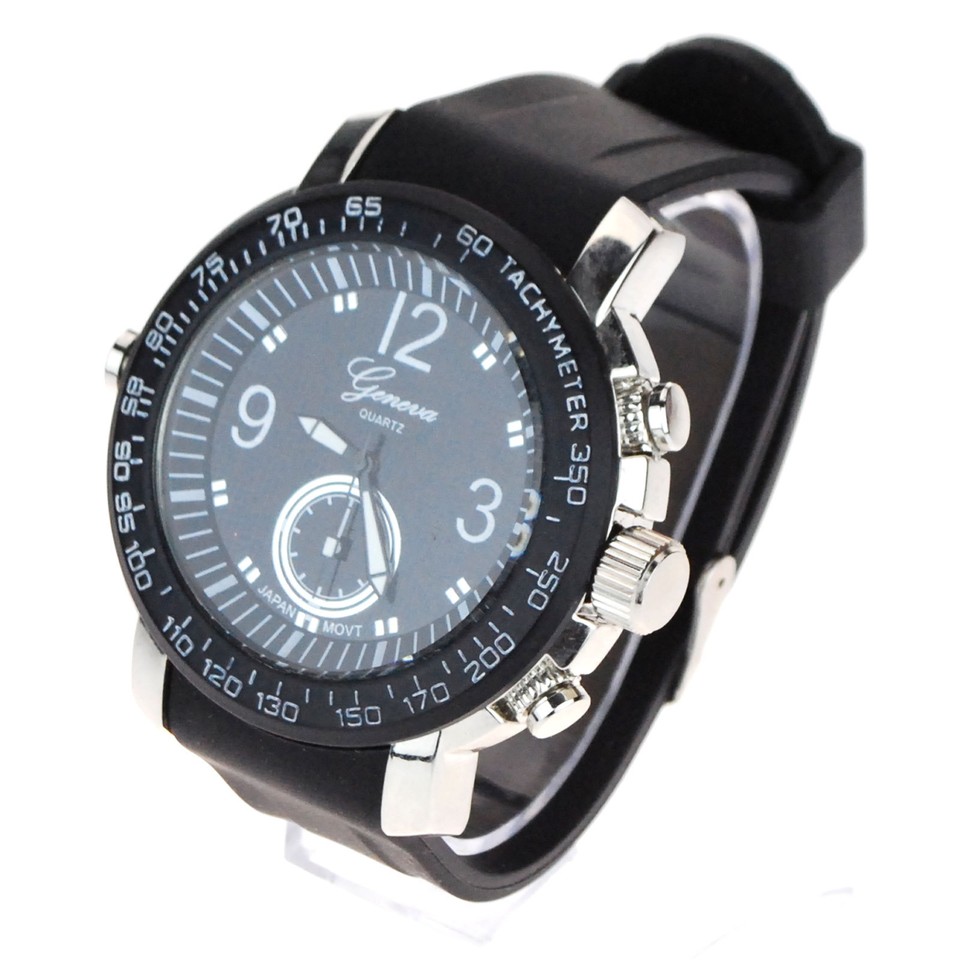 Geneva Mens Water Resistant Stainless Rubber Silicon Band Sporty Wrist ...
