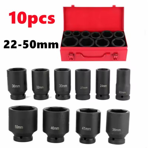 11PC 3/4" DRIVE DEEP IMPACT Socket Set 22-50mm HGV Long Reach Impact ...