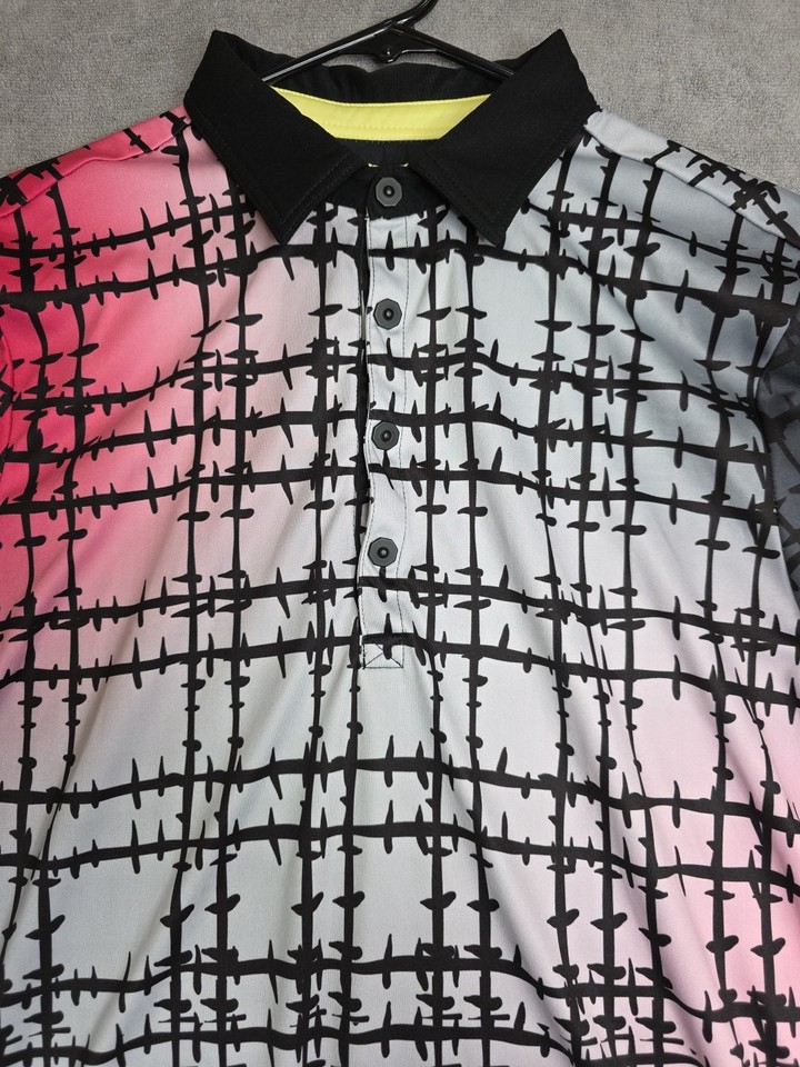 J By Jamie Sadock Men's Golf Polo Shirt Medium Gray Black Red 4 Button ...