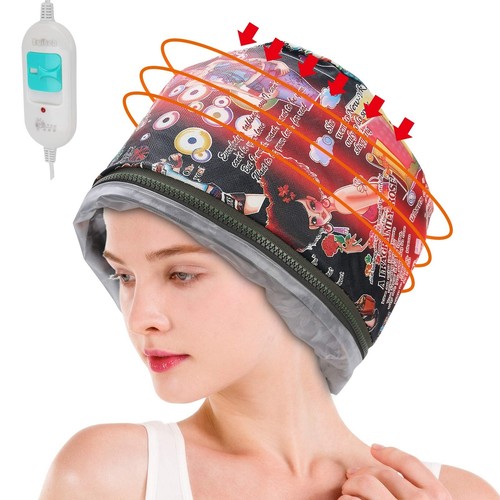 Heating Cap For Deep Conditioning, 3 Gear Black Fashion Pattern ...
