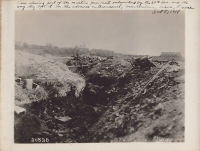 WW1 US AEF Signal Corps 1918 View machine gun nest 30th Div - Original ...