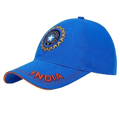 Indian Cricket Cap for Men in Blue Cricket Team Cap Free Size ...