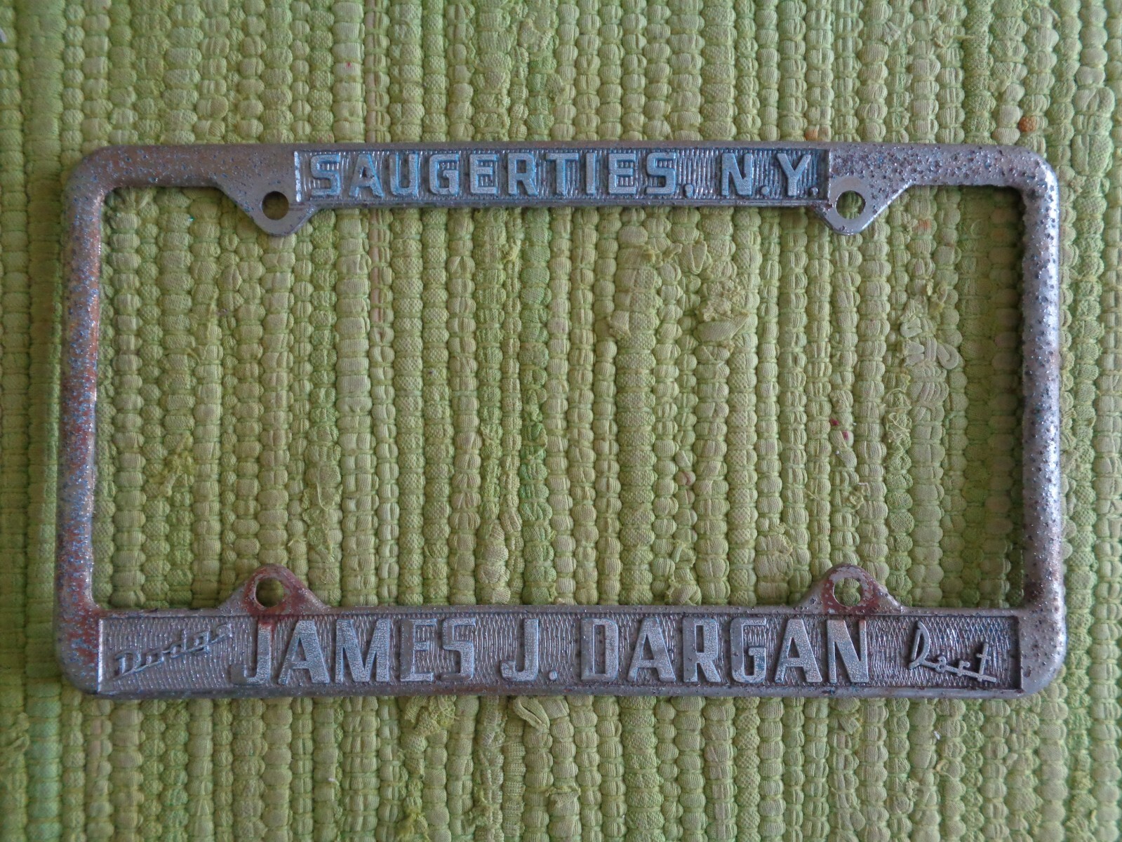 Vintage James J Dargan DODGE Dart Dealer LICENSE PLATE FRAME Saugerties ...