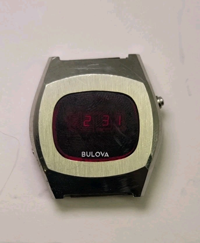 Vintage 1976 Bulova Computron Men's Stainless Steel LED Watch - Tested ...