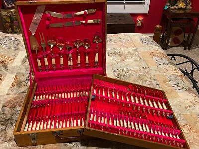 Bronze Flatware set 102 piece 8 settings, PR Thai Bronze Siam Buddha ...