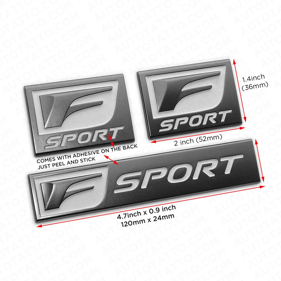 3x F-Sport Logo OEM ABS Badge Side Fender Marker Trunk Lid Nameplate ...