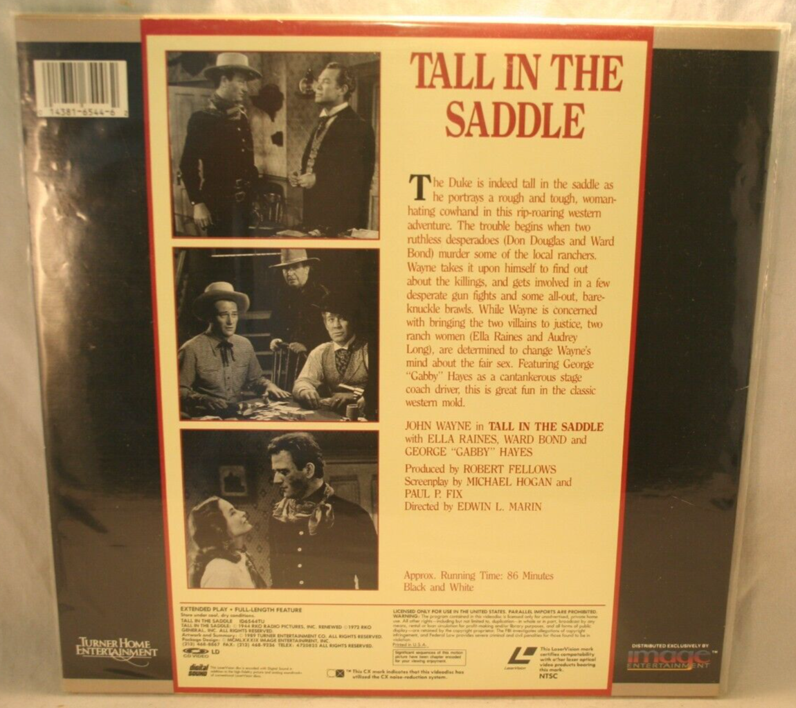Laserdisc o * Tall in the Saddle * John Wayne Ella Raines Ward Bond | eBay