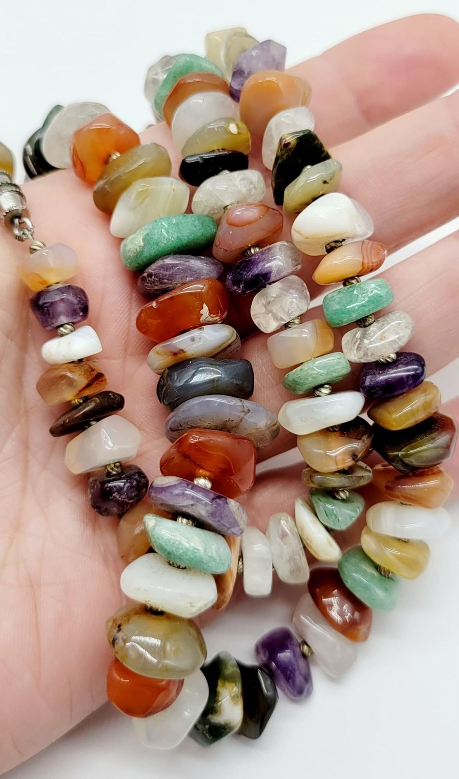 Vintage Heavy Multi-colored Multi-Stone Beaded Amythe… - Gem