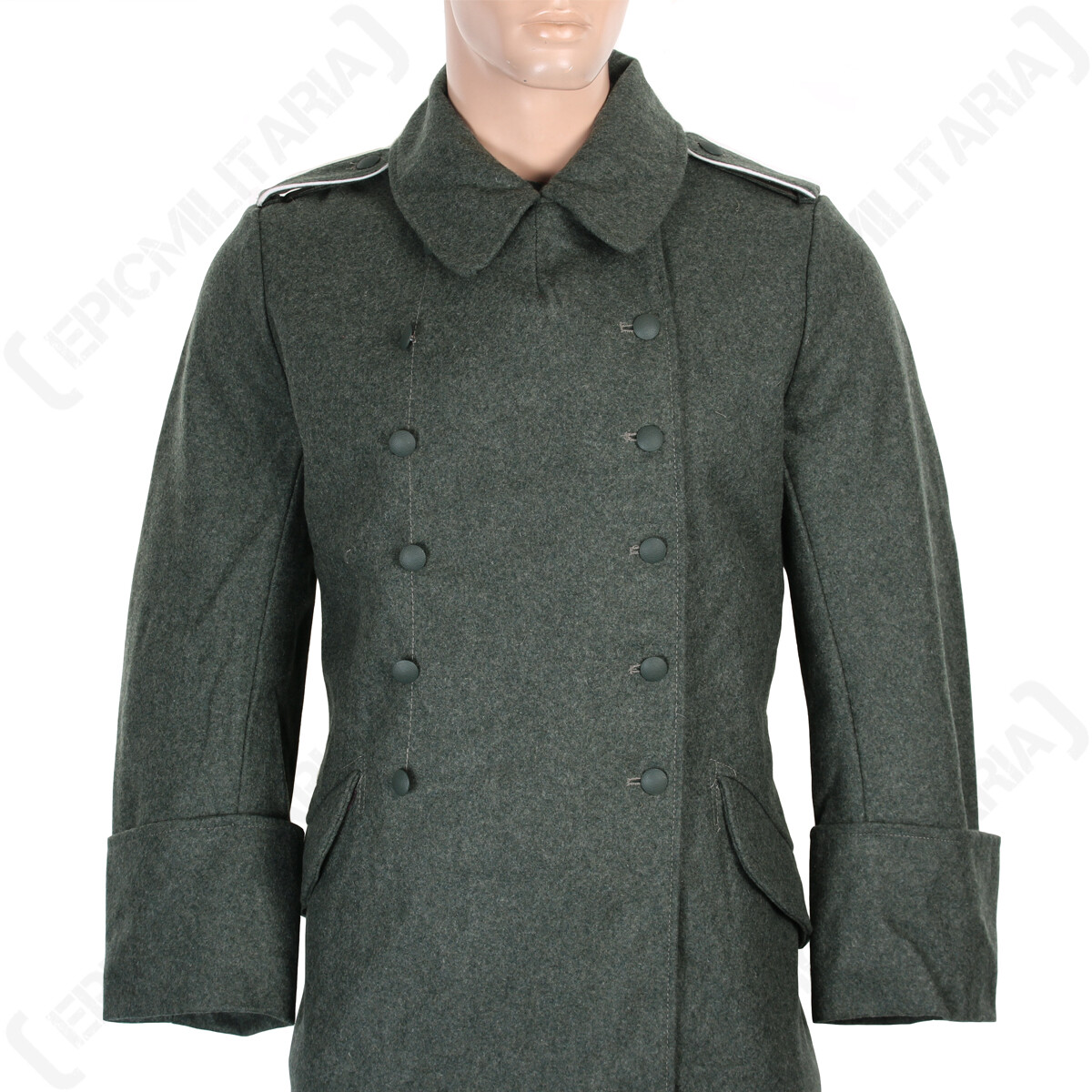 German Army M40 Field Grey Wool Great Coat - WW2 Repro Officer Trench ...