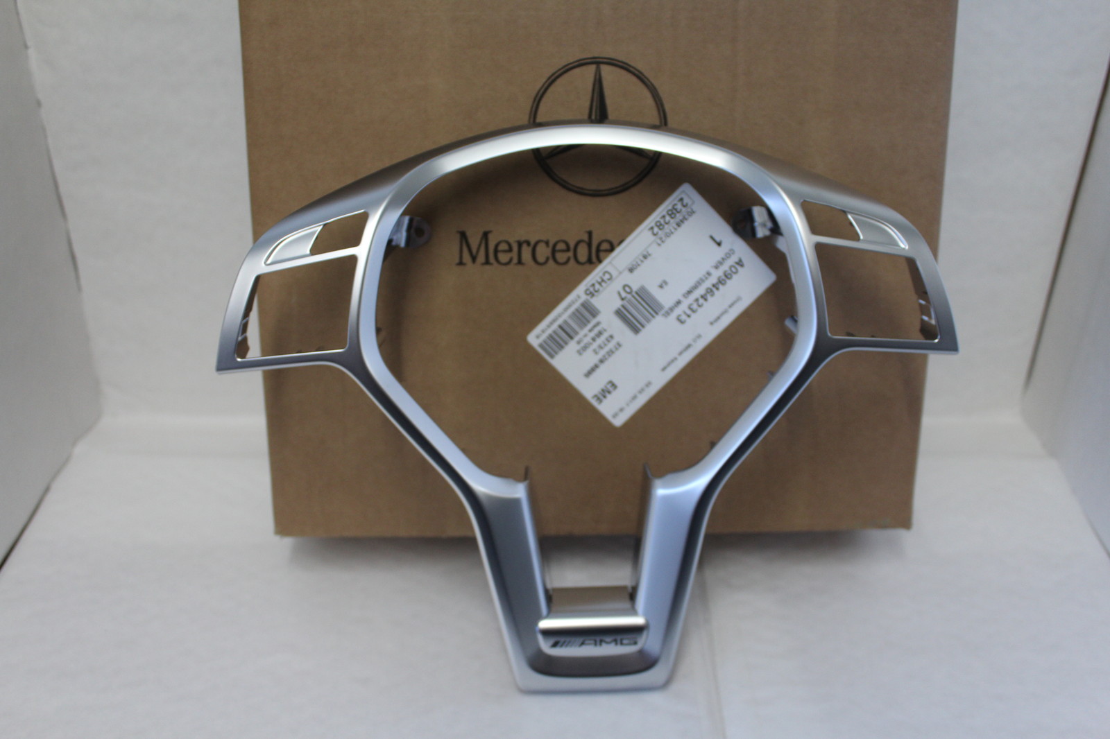 NEW Genuine Mercedes-Benz Steering Wheel AMG Logo Chrome Silver Trim ...