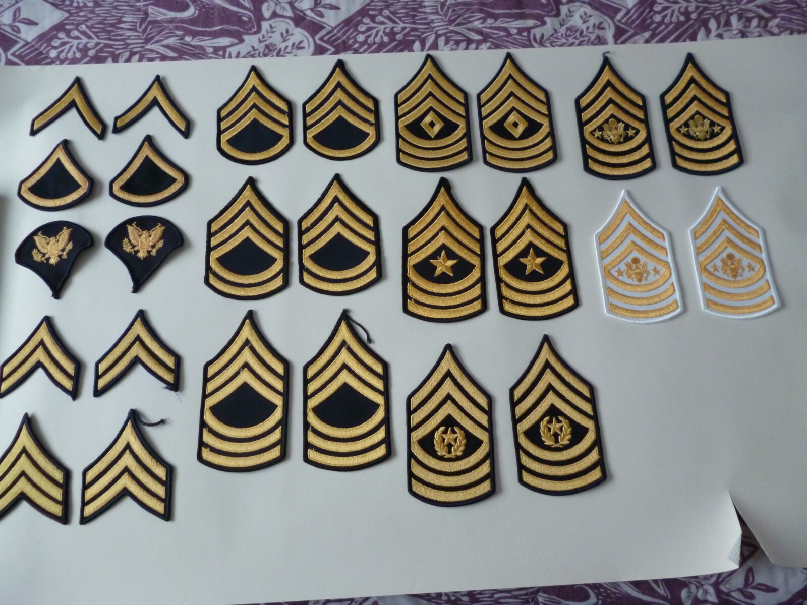 US ARMY RANK BADGES FROM PRIVATE-SGT/MAJOR OF THE ARMY FOR DRESS BLUES ...