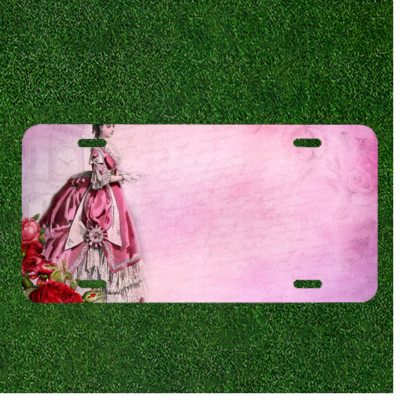 Creative License Plate Auto Tag With Girl In Pink Dress With Roses Add ...