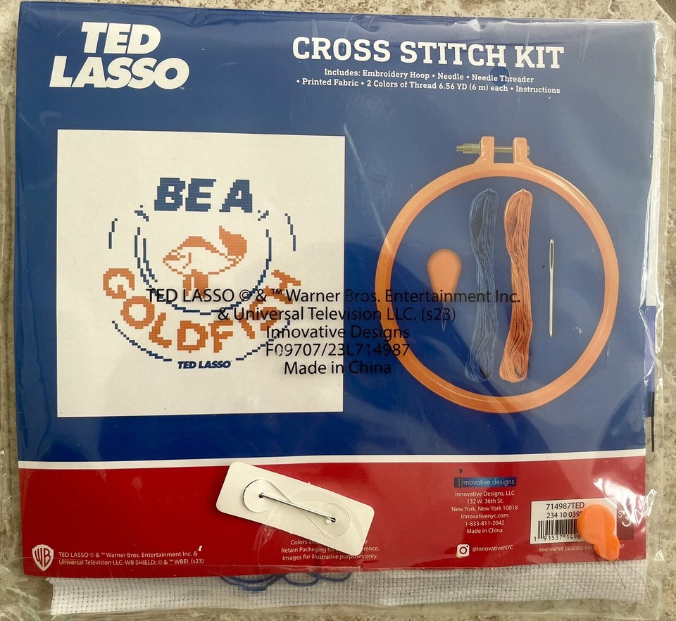 NEW, TED LASSO CROSS STITCH KIT, BE A GOLDFISH | eBay