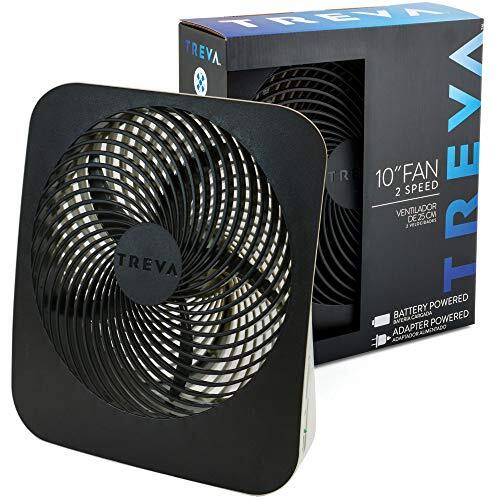 Treva 10-Inch Portable Fan Powered by Battery and/or AC Adapter - Desk ...