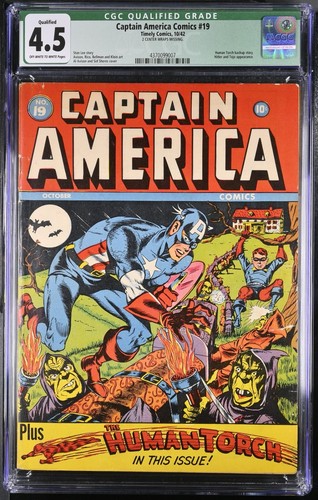 1942 Timely Marvel Comics Captain America 19 CGC 4.5. Human Torch & WW2 ...