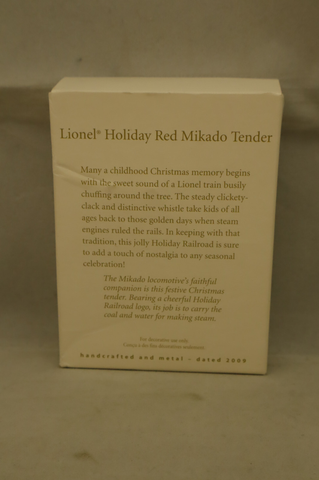 Hallmark Keepsake 2009 Lionel Holiday Red Mikado Tender Train Christmas ...