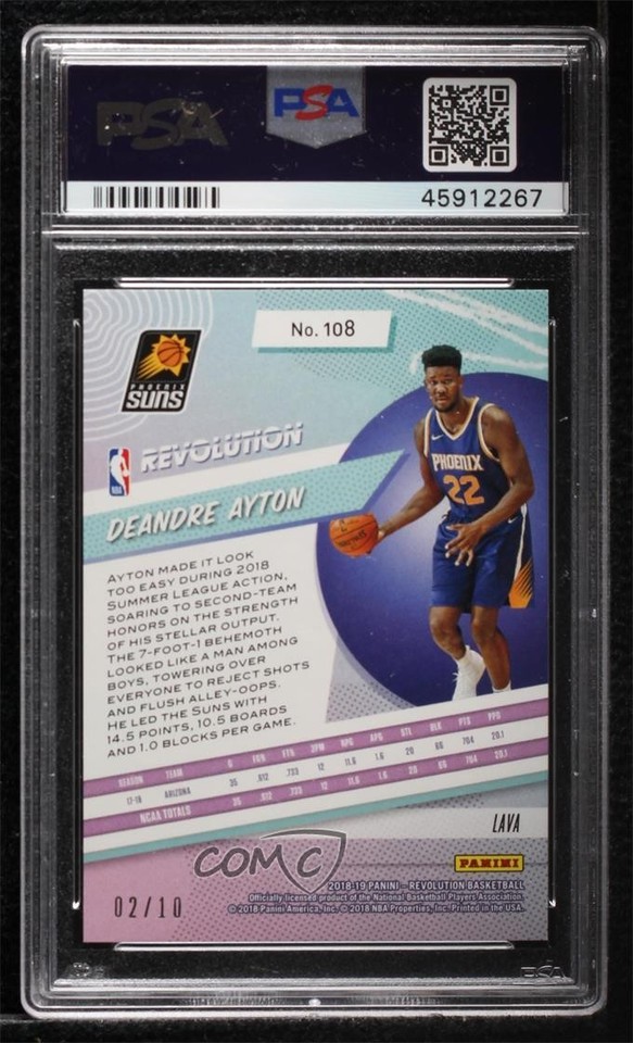2018-19 Panini Revolution Lava /10 DeAndre Ayton #108 PSA 9 MINT Rookie ...