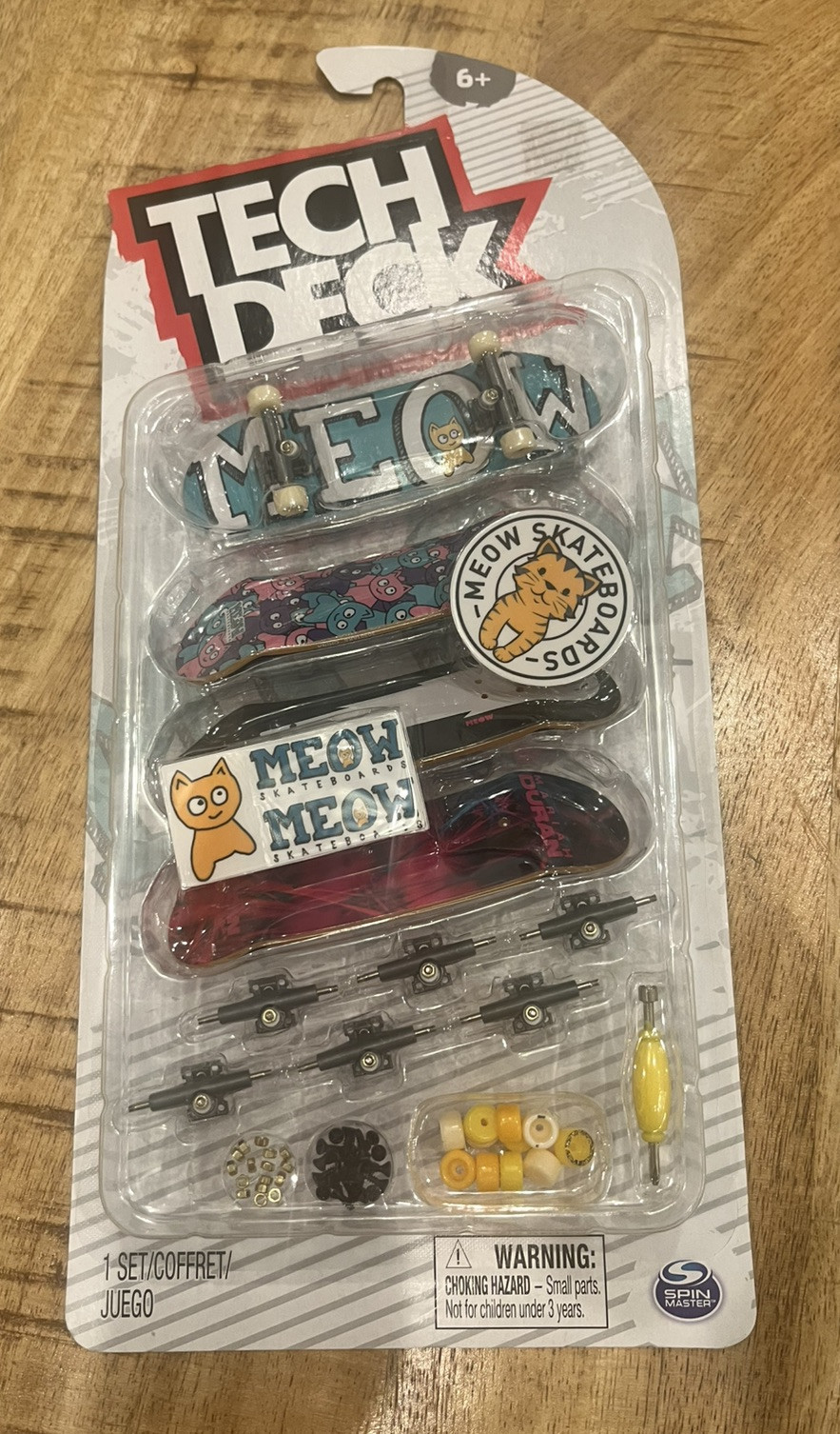 Tech Deck Meow Skateboards Pack of 4 Boards Cats Kittens Decks NEW
