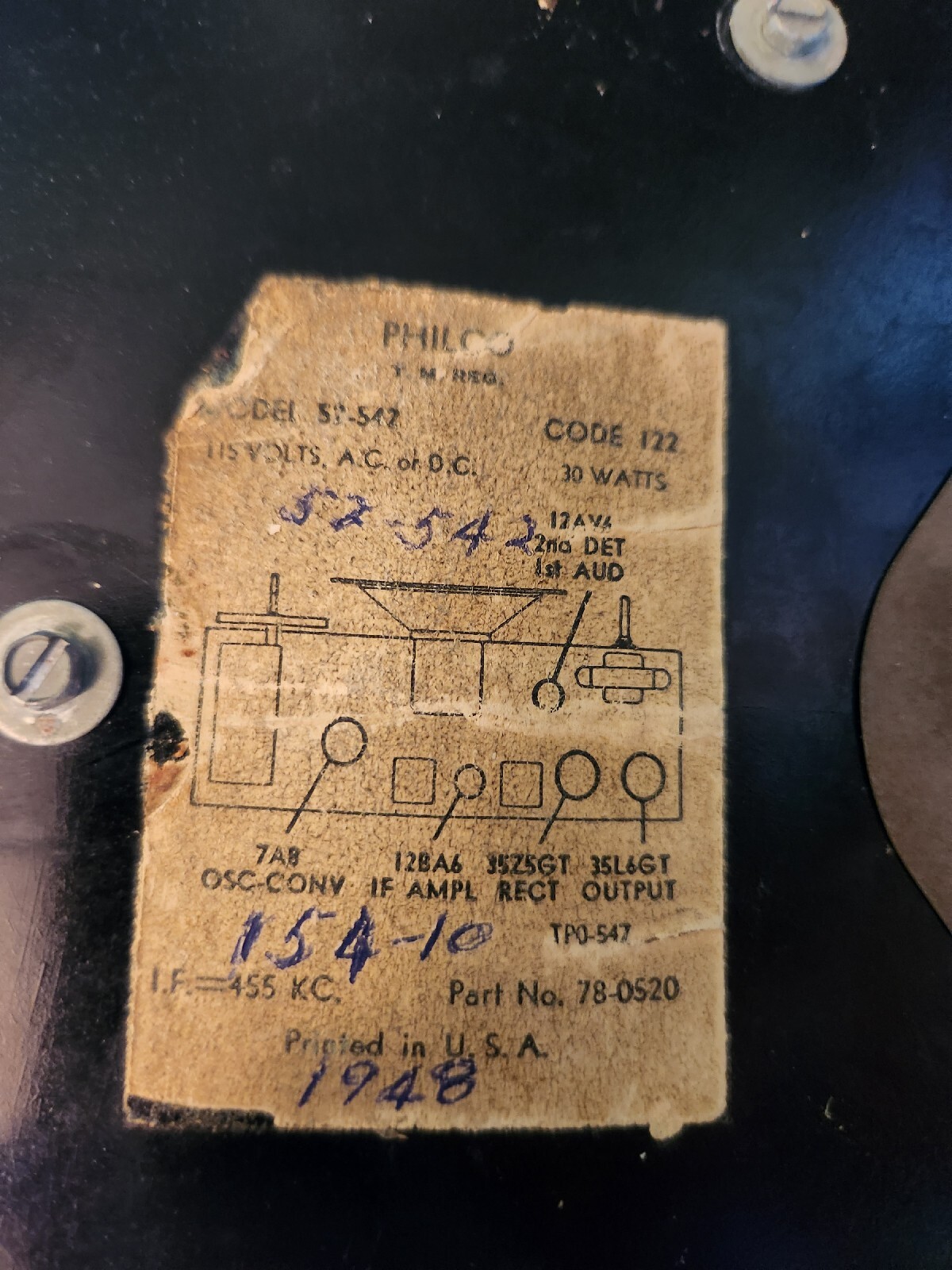 Philco Model 52-542 AM Broadcast Table Radio For Parts | eBay