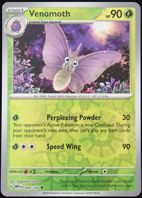 Pokemon TCG Venomoth 049/165 Scarlet & Violet 151 Reverse Holo Uncommon ...