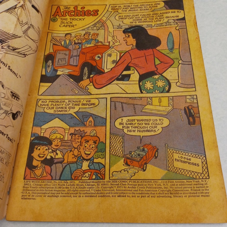 LIFE WITH ARCHIE #111 ARCHIE COMICS 1971 THE Archies band cover cool ...