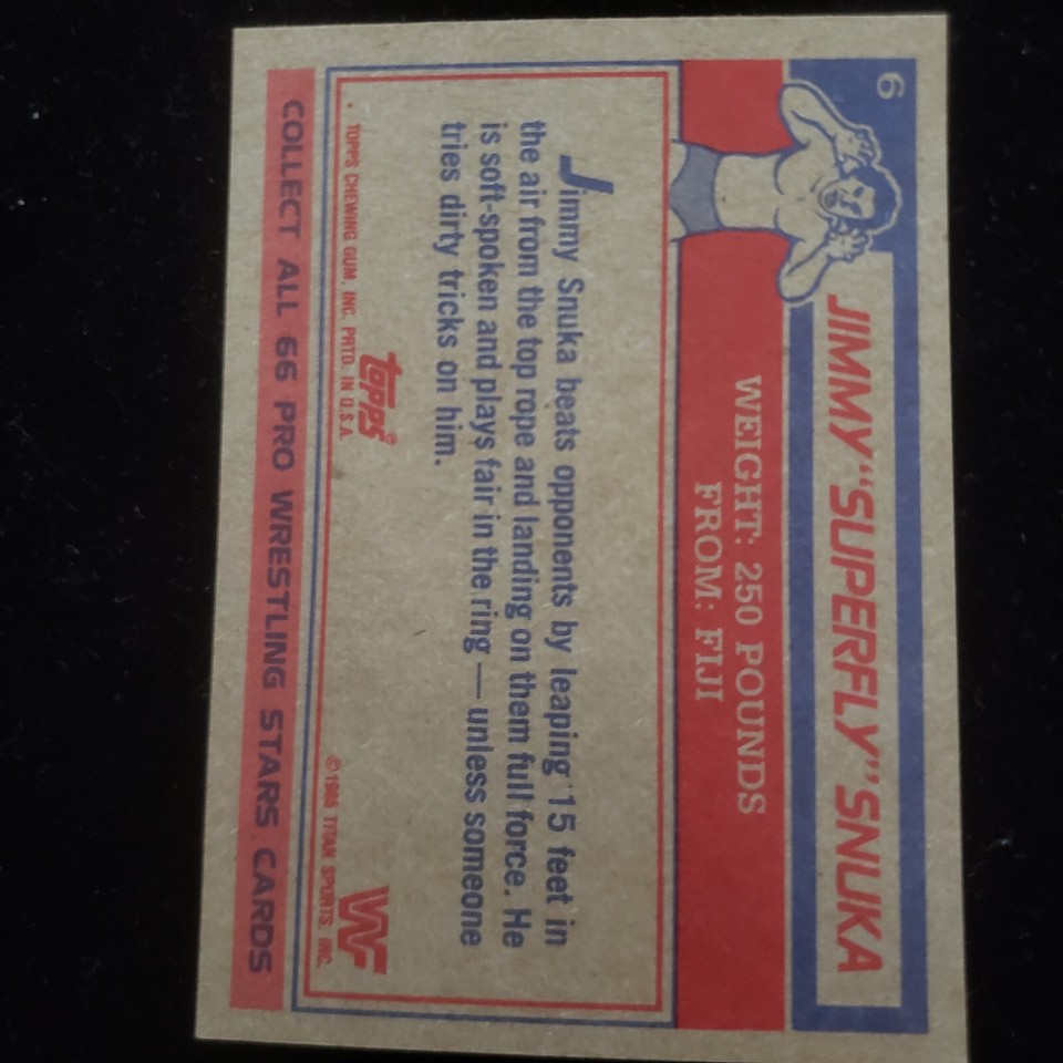 1985 WWF wrestling Card Topps 6 Jimmy Superfly Snuka | eBay