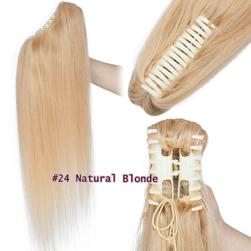 Thick Clip in Human Virgin Hair Extension Wrap On Pony Tail Mixed Color ...
