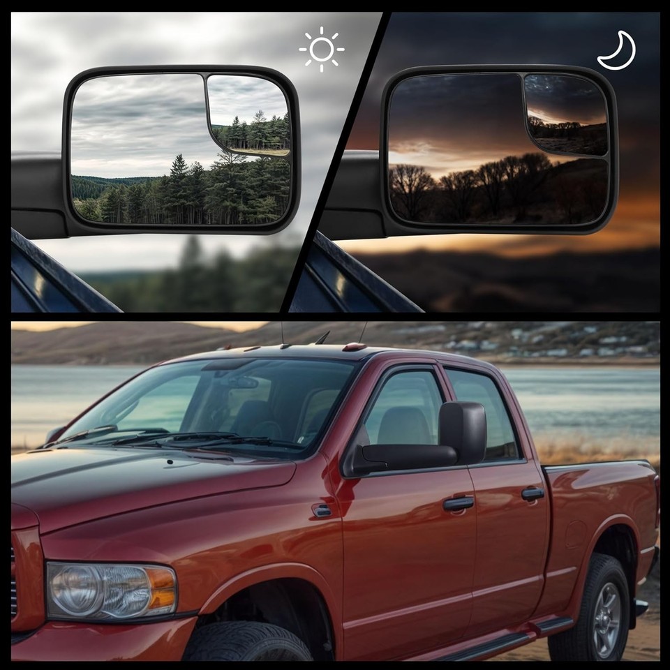 Towing Mirror Fit 94-97 Dodge Ram 1500 2500 3500, Tow Mirrors with ...