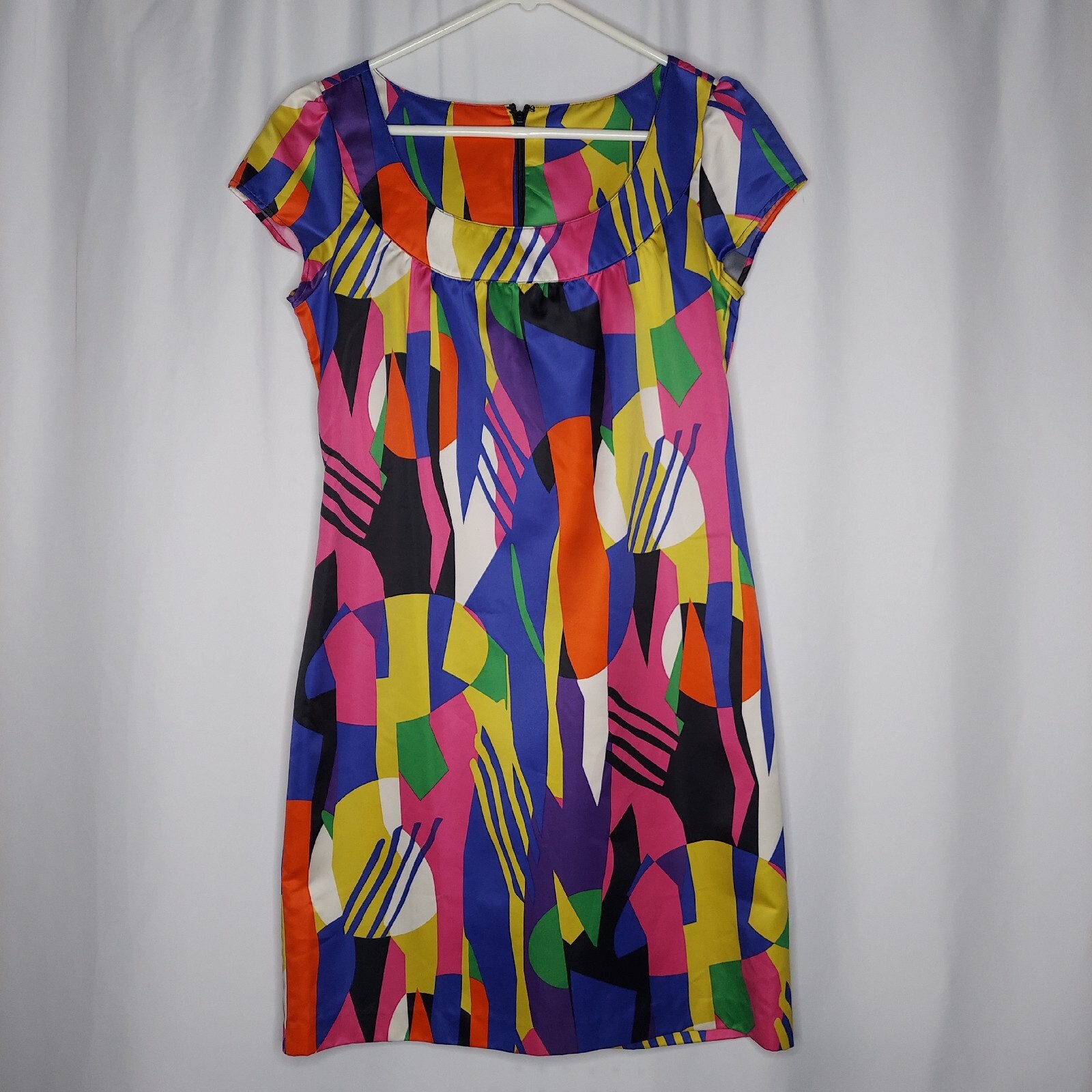 Metrostyle Rainbow Dress 10 Silky Geometric Short Cap… - Gem