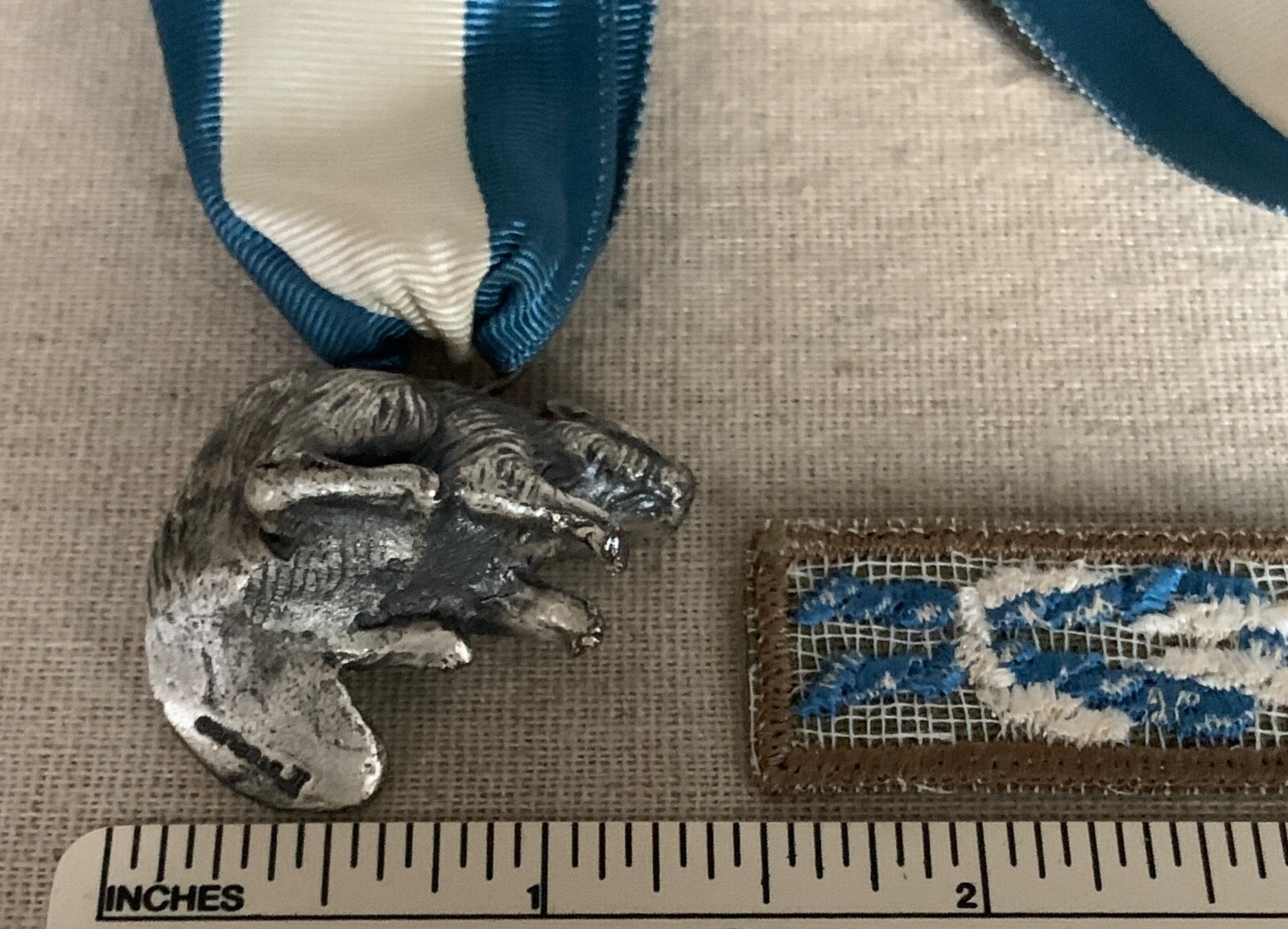 VTG 1960s SILVER BEAVER Boy Scout MEDAL & SQUARE KNOT PATCH Ribbon BSA ...