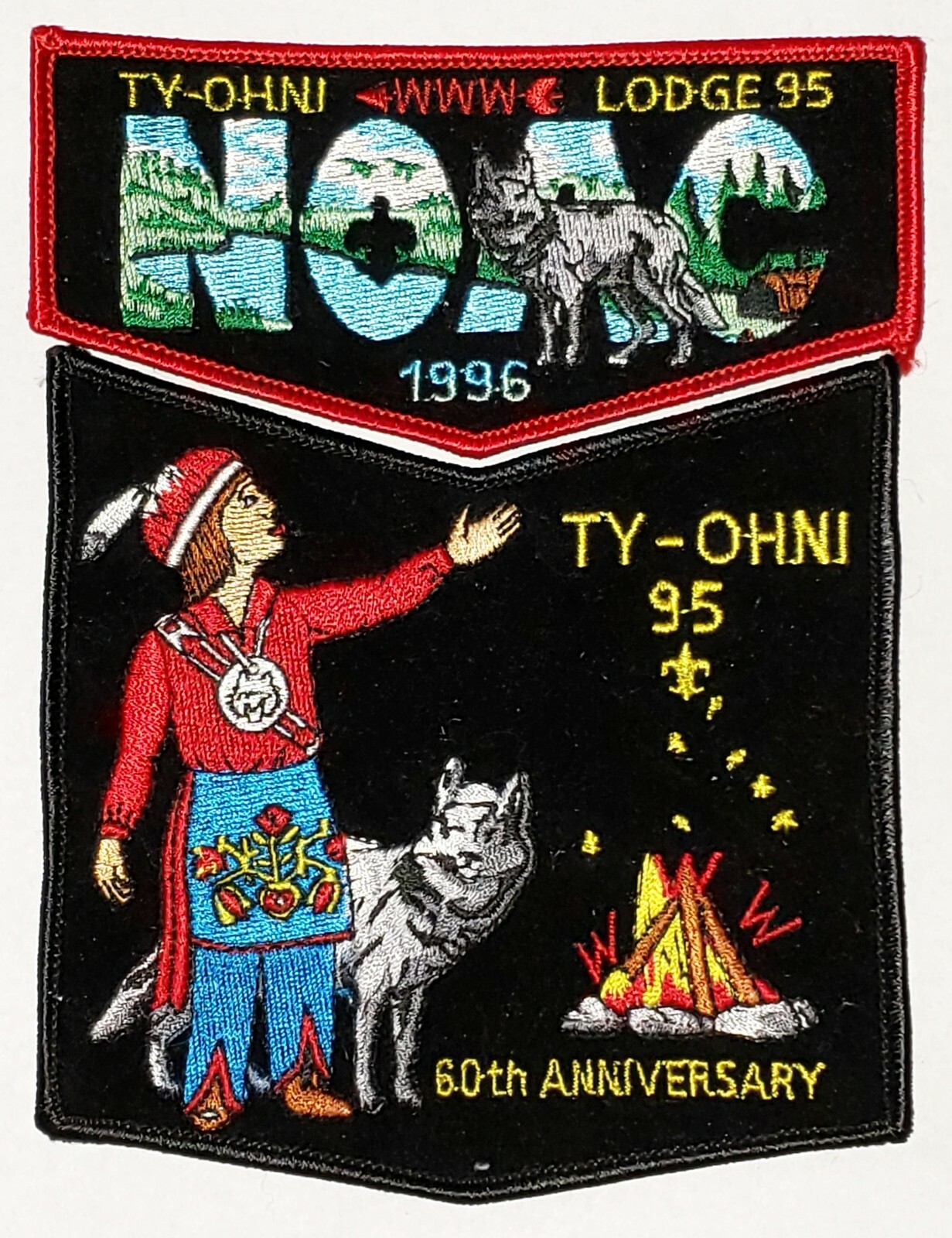 Lodge 95 Ty-Ohni F3 + X1 1996 NOAC 60th ANN Pocket Flap Patch OA BSA | eBay