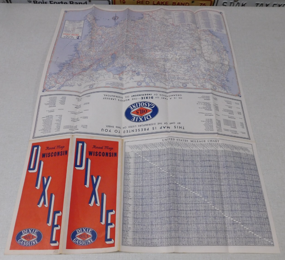 1950's Dixie oil company gas station map of Wisconsin | eBay