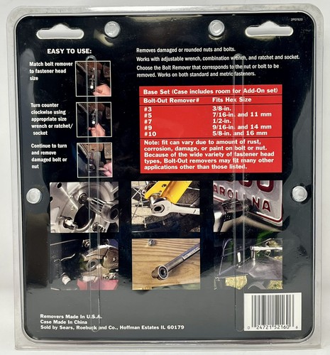 Sears Craftsman Nos 9 52160 Bolt-Out Damaged Bolt/Nut Remover Extractor ...