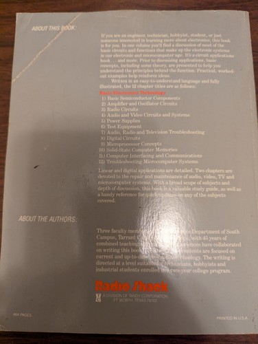 "Basic Electronics Technology" Radio Shack Book 1985 - Texas ...