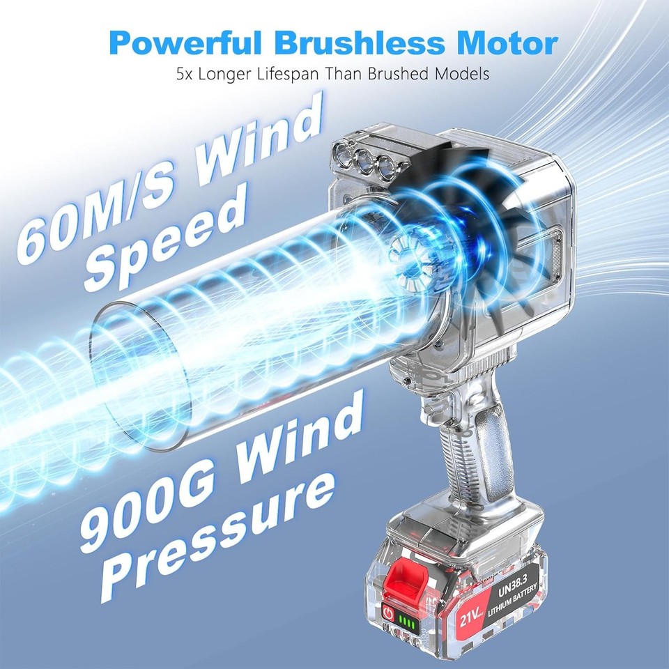 DEGGE Brushless Leaf Blower Cordless, Handheld Blowers with LED Black ...