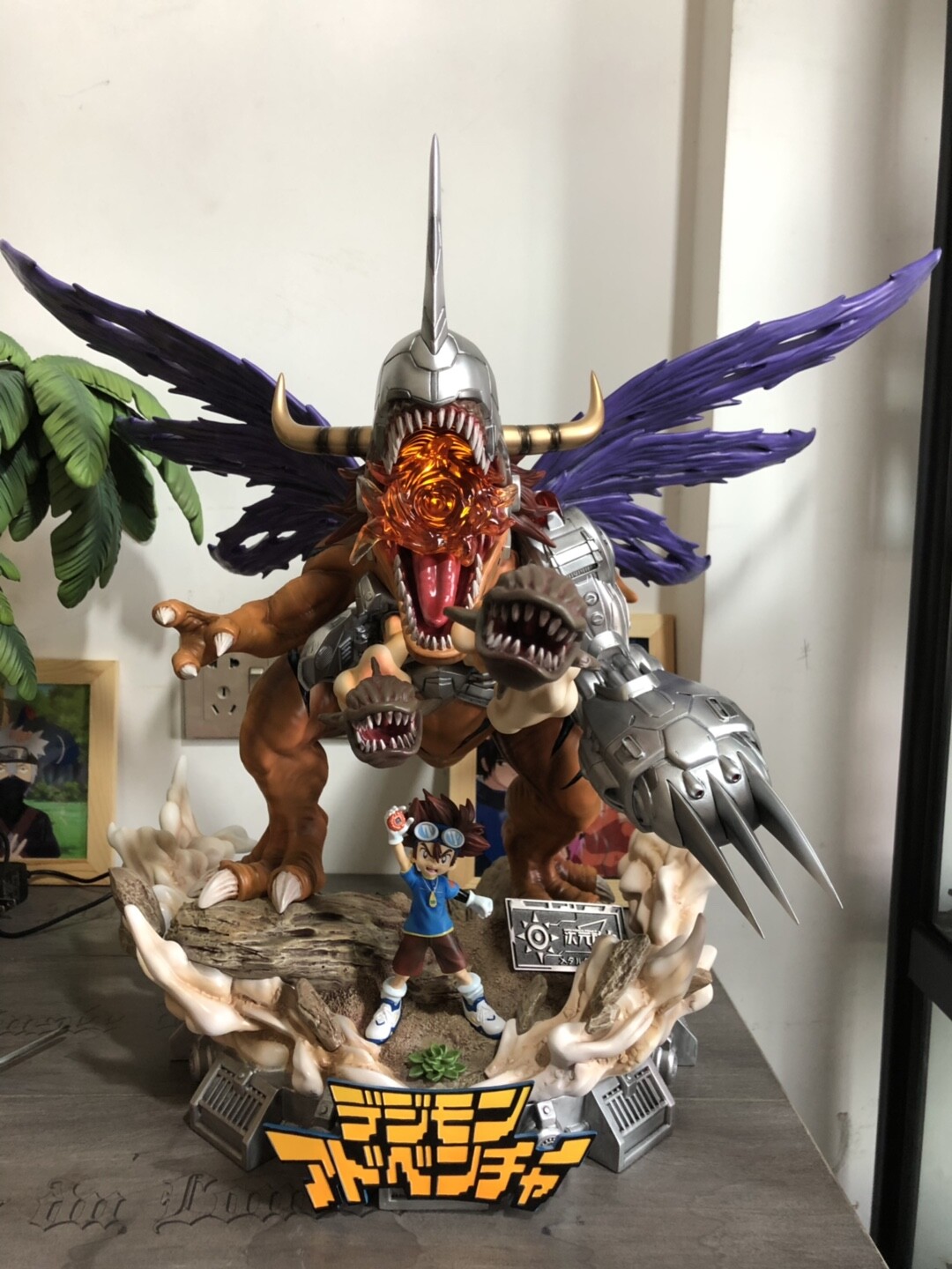 Digimon Adventure YAGAMI TAICHI Metal Greymon Resin Statue Led Light In ...