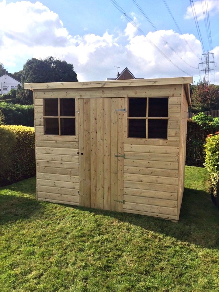 12x5 GARDEN PENT SHED TANALISED T&G WOODEN STORE HUT WITH GEORGIAN ...