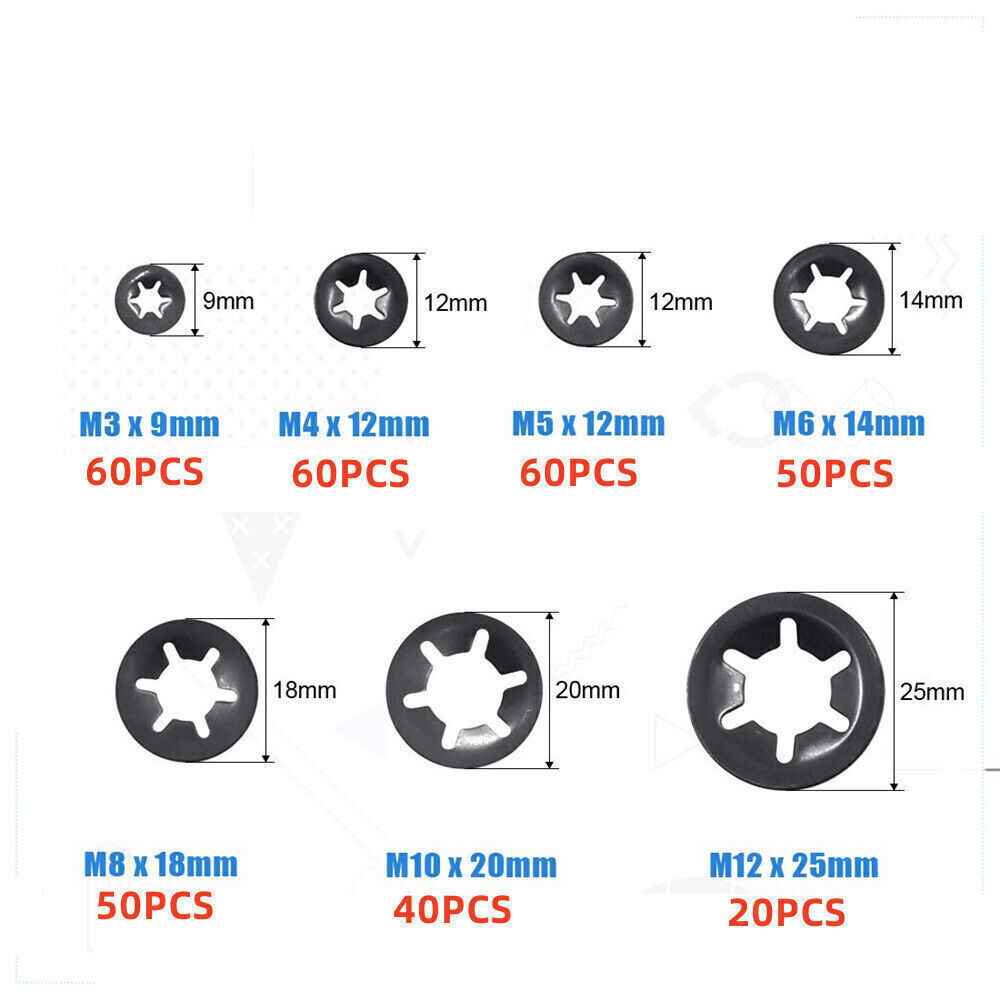 340X Locking Push On Washers Fastener Internal Tooth Star Lock Speed ...