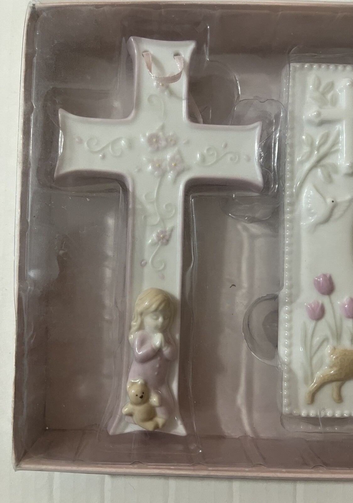 Russ Baby’s - Baby's Baptism Pink Gift Set - Cross & Picture Frame ...