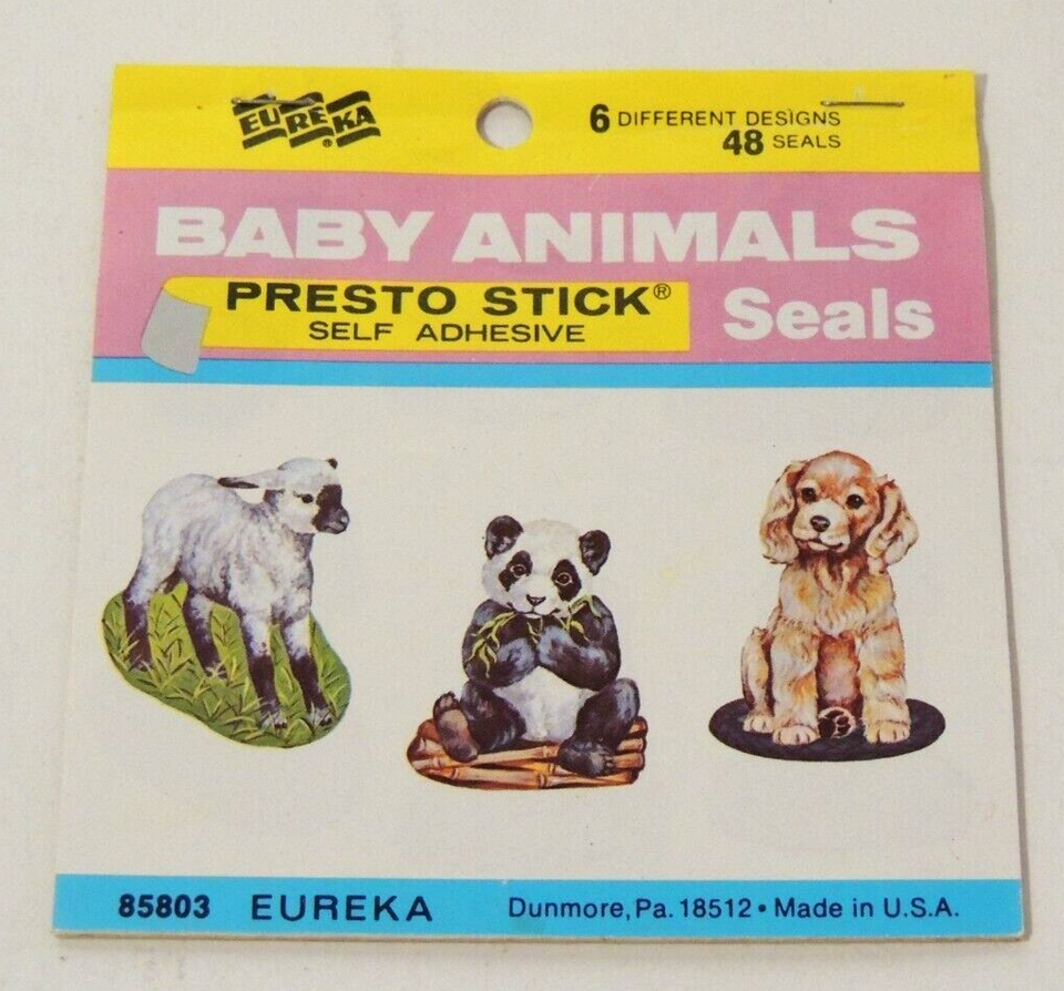 Vintage 1980s Stickers Puff n Smell Lemon and Eureka Baby Animals Seals ...