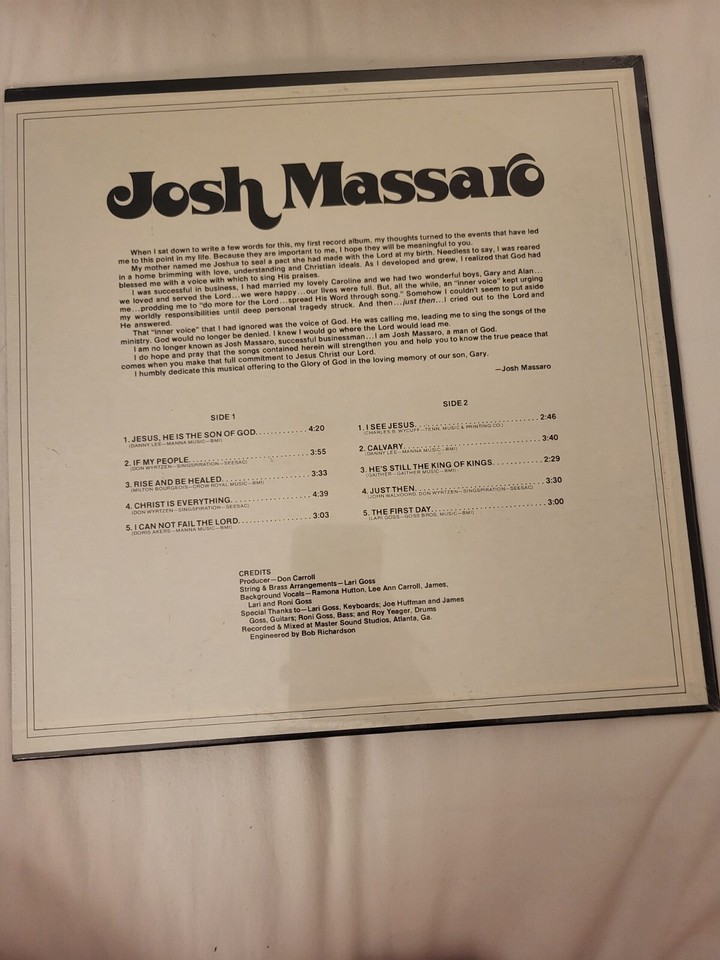 JOSH MASSARO JUST THEN LP CARE RECORDS NEW | eBay
