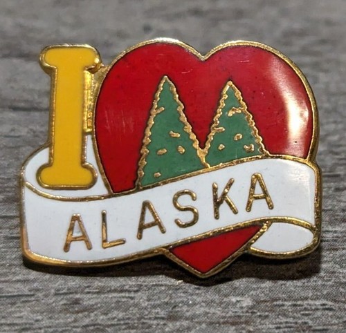 "I Love (Heart) Alaska" 2 Pine Trees In Heart Vintage Travel/Souvenir ...
