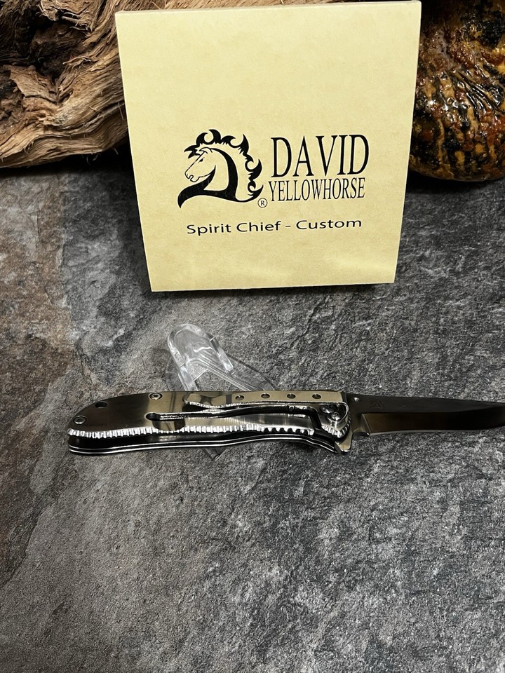 David Yellowhorse Custom Spring Assisted Engraved Spirit Chief Knife ...